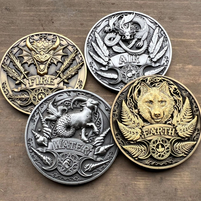 Elemental Collectible Coins by Anne Stokes – Fantasy Art Trading