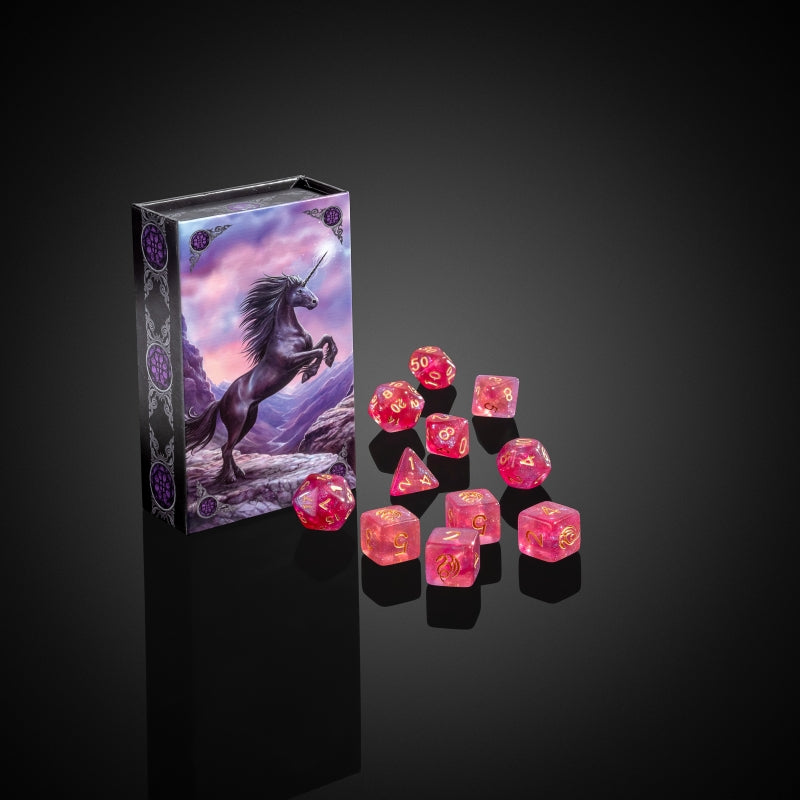 Black Unicorn Anne Stokes Dice Set by Critit UK – Fantasy Art Trading